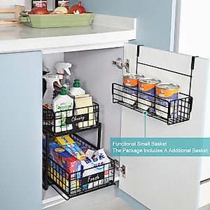 Under Sink Organizers and Storage, Pull Out Under Bathroom Cabinet Organizer with Sponge Holder, Sliding Out Closet Organizer and Storage Basket Drawer for Kitchen Cabinet Bathroom Counter Undersink