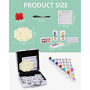 KAILE Mexican Train Dominoes Set with Numbers, 91 Tiles Double 12 Colored Dominoes Game Set with Aluminum Case for Families Kids 2-4 Players