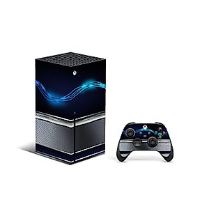 ZOOMHITSKINS Compatible with X1 Series X, Blue Metal Black Neon Lights Grey, Durable, Bubble-Free, Made in USA