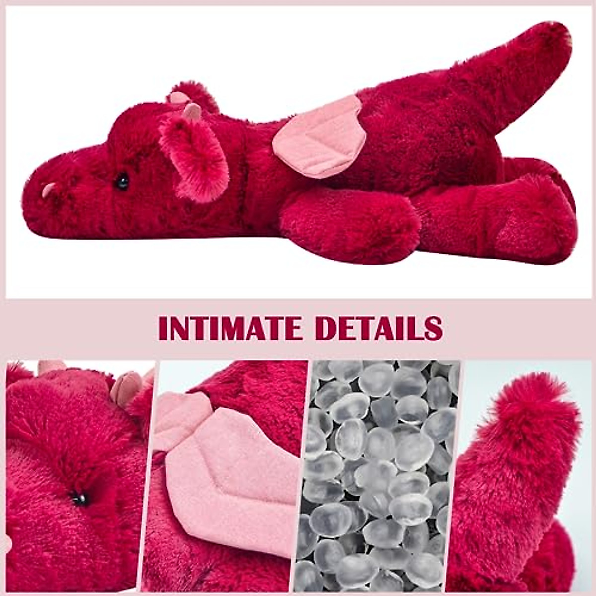 Gisqis Fire Dragon Plush 0.6lb 18" Soft Dragon Stuffed Animal Giant Cute Stuffed Red Dragon Plush Pillow Birthday Gifts for Kids