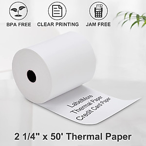 (50 Rolls) LabelMore 2 1/4" X 50' Thermal Paper Rolls, Credit Card Paper Rolls Thermal, Cash Register Roll, Premium Pos Thermal Printer Paper