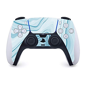 ITS A Skin Skins Compatible with Sony Playstation 5 Console Disc Edition - Protective Decal Overlay Stickers wrap Cover - Baby Blue Ice Swirl Marble