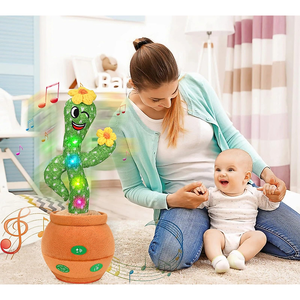 LGOUYGG Cactus Baby Toys Boy Girl Gifts, Talking Singing Mimicking Recording Light Up, Infant Babies Toddler Kids Interactive Musical Toy, Sing English Songs and Repeat What You Say