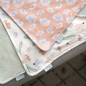 Ingenuity Easy Eater 4-Pack Absorbent Terry-Backed Cotton Baby Bib Set for Eating or Teething - Grazy