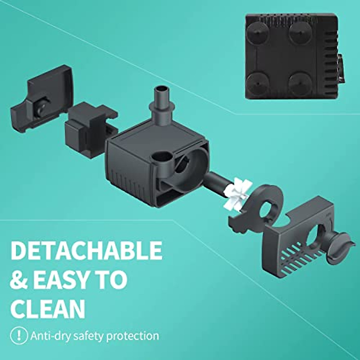 WELMIX 80GPH (300L/H 4W) Mini Aquarium Water Pump Quiet Submersible Pump for Fish Tank, Pond, Pet Fountain, Hydroponics with 2 Nozzles, 1.6ft Tube, 6ft Power Cord