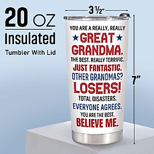 Gifts for Grandma from Grandchildren - Great Grandma Gifts - Christmas Gifts for Grandma - Grandma Christmas Gifts - Grandma Birthday Gifts for Grandma, Grandma Gift Ideas - Grandma Tumbler 20Oz