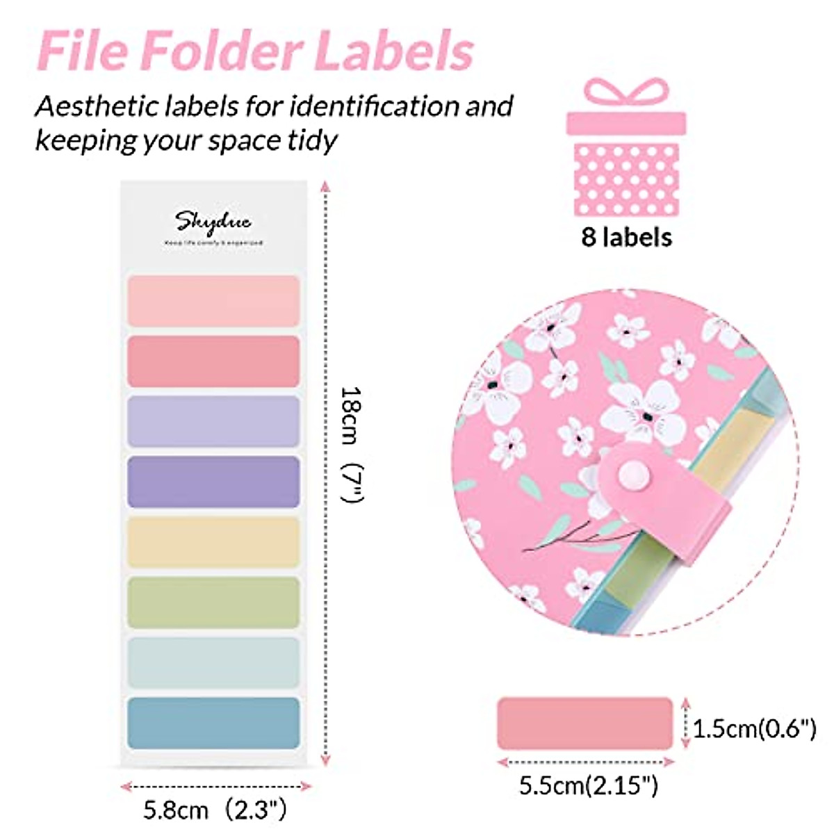SKYDUE Expanding File Folders with 8 lables, Floral Printed Accordion Document Folder Organizer US Letter Size