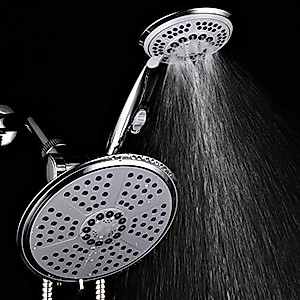 HotelSpa High-Pressure Ultra Luxury Rainfall Combo – Giant 7-inch 5-mode Head, 6-mode Hand Shower with ON/OFF Pause Switch, Water Diverter, Stainless Steel Hose – Top American Brand – Chrome Finish