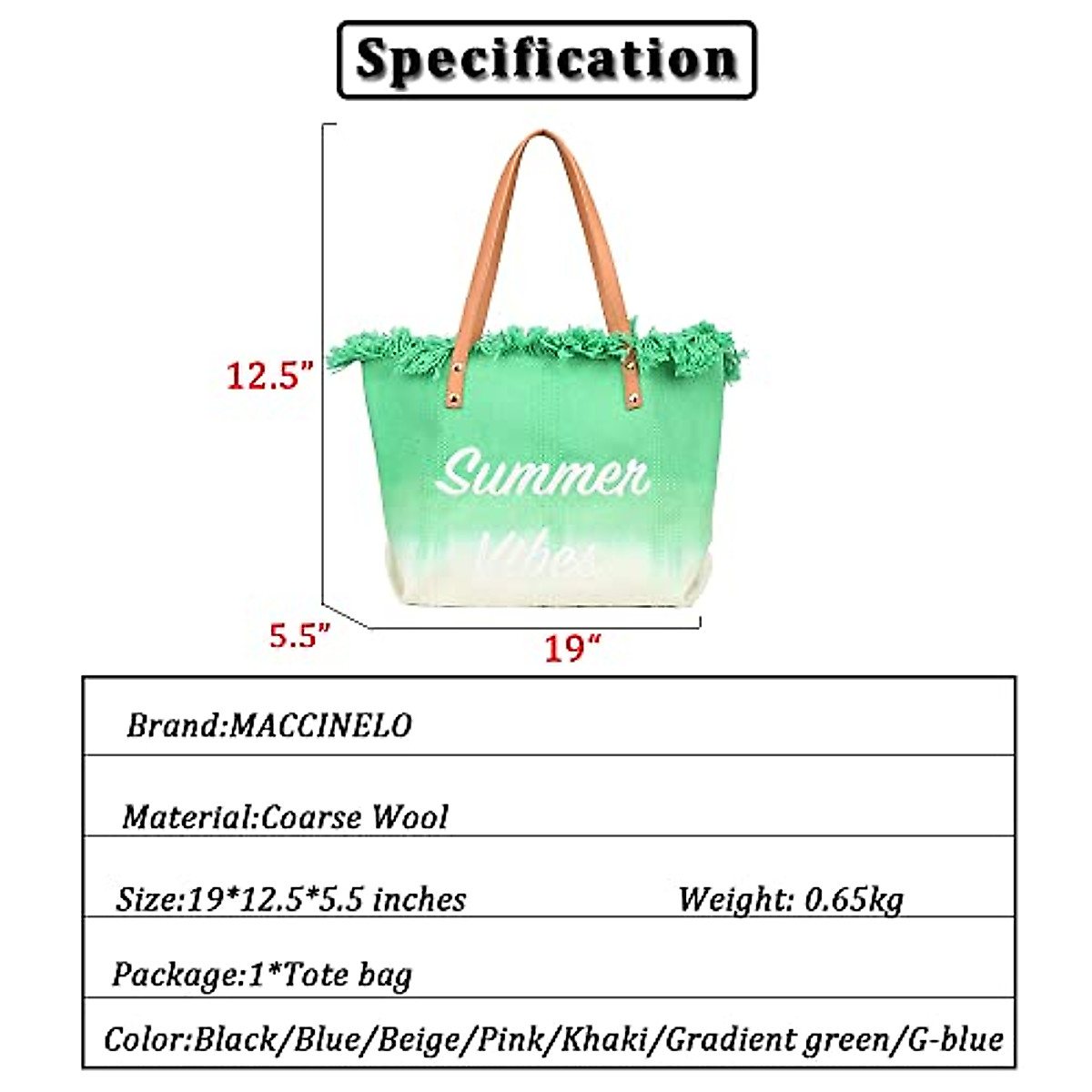 Woven Large Tote Bag for Women tassel Beach Bag with Zipper Summer Shoulder Bag for Traval/Vacation/Shopping