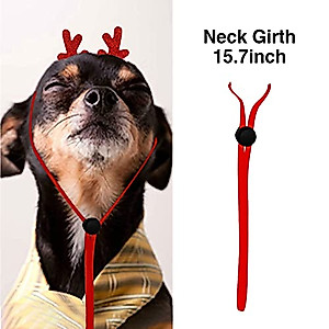 2pcs Pet Christmas Hat, Pet Christmas Hat with Antlers, Christmas Antlers Kitten and Puppy Grooming Accessories (Red-Green)