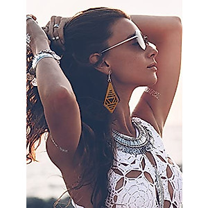 12 Pairs African Wooden Earrings for Women Bohemian Wood Earrings Bulk Ethnic Dangle Drop Earrings Boho African Earrings(Stylish Style)