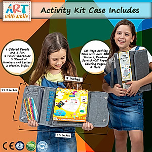 Activity Book for Girls and Boys - Premium Case Includes Large 60-page - 420 Stickers, Rainbow Scratch Papers, Reusable Stickers, Coloring Pencils, Numbers and Letters Stencil - Educational Toys Gift