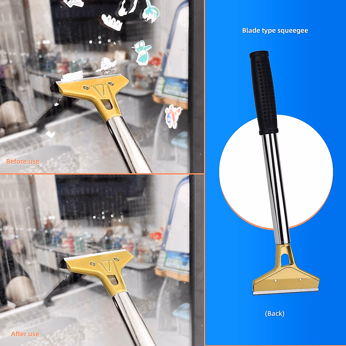 EHDIS Razor Blade Scraper, 1.5'' and 4'' Glass Scraper Tool, Floor Adhesive Remover Scraper with Metal Razor Blades, Paint Scraper Ideal for Cleaning Stove Top, Windows, Glass, Tiles, Wall, Labels