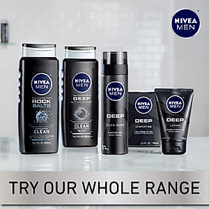 NIVEA MEN DEEP Clean Shave Gel with Natural Charcoal, 3 Pack of 7 Oz Cans