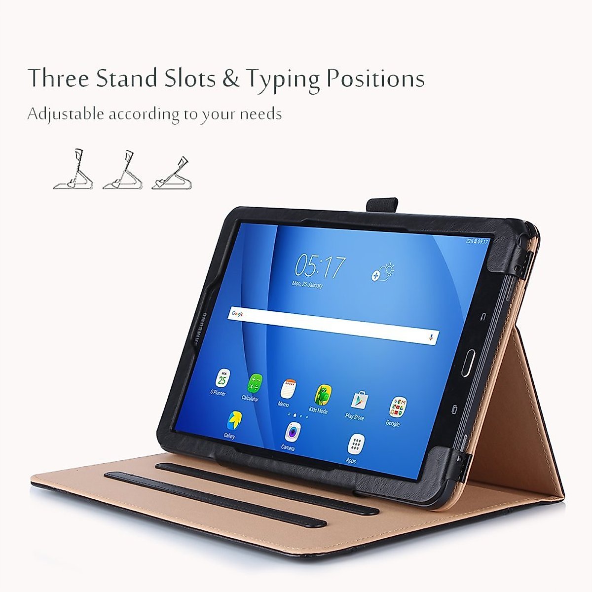 ProCase Leather Case for Galaxy Tab A 10.1-inch 2016 (SM-T580 T585 T587), Stand Folio Cover for Galaxy Tab A 10.1" Tablet (NO S Pen Version) with Multiple Viewing Angles Card Pocket -Black