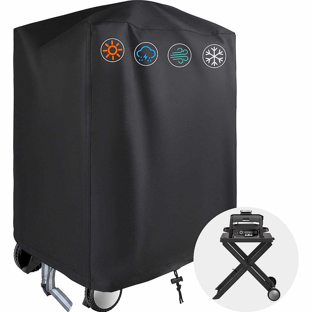 Grill Cover for Ninja Woodfire Outdoor Grill and Stand, Waterproof BBQ Barbecue Cover for Ninja OG701 OG751 Grill Smoker and Stand, Heavy-Duty 600D Oxford Fabric, 40"x24"x33", 𝐂𝐨𝐯𝐞𝐫 𝐎𝐧𝐥𝐲