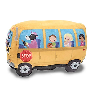 Cuddle Barn | Wheelie 8" School Bus Singing Stuffed Animal Plush Toy | Mouth Moves and Eyes Light Up | Sings Wheels on The Bus