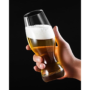 LUXU Craft Beer Glasses Set of 2 Professional IPA Glasses,Lead-Free Crystal Beer Pint Glass,Clear Pilsner Wheat Beer Glasses,Solid Glassware Beer Cup,Classic Beer Gifts for Lager,Ale,Water and Men