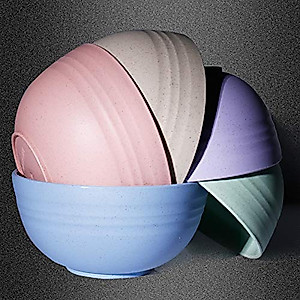 Unbreakable reusable mini Bowls Eco-Friendly Wheat Straw Dinner/Dessert/Salad Bowls Lightweight Noodle Bowl,Dishwasher & Microwave Safe bowls sets 4 Pieces (4.7')