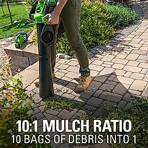 Greenworks 40V (185 MPH / 340 CFM) Brushless Cordless Blower / Vacuum, 4.0Ah Battery and Charger Included