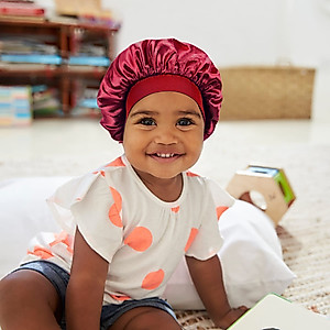 LADES Kids Hair Satin Bonnet for Sleeping, 3 Pieces Soft Toddler Satin Bonnet Sleeping Cap for Girls Curly Hair Gifts Multicolored