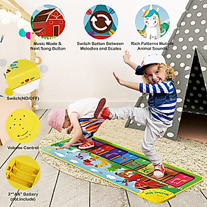 JOW Toys for 1 2 3 4 5 Years Old Girls Boys, Toddlers Musical Mat Touch Playmat, Baby Piano Mat Musical Toys Early Educational Toys Gifts for Baby Toddlers