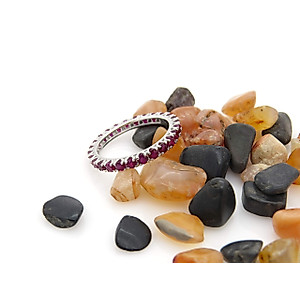 Dazzlingrock Collection 1.80 Carat (ctw) 10K Round Ruby Ladies Eternity Wedding Stackable Band 1 3/4 CT, White Gold, Size 7