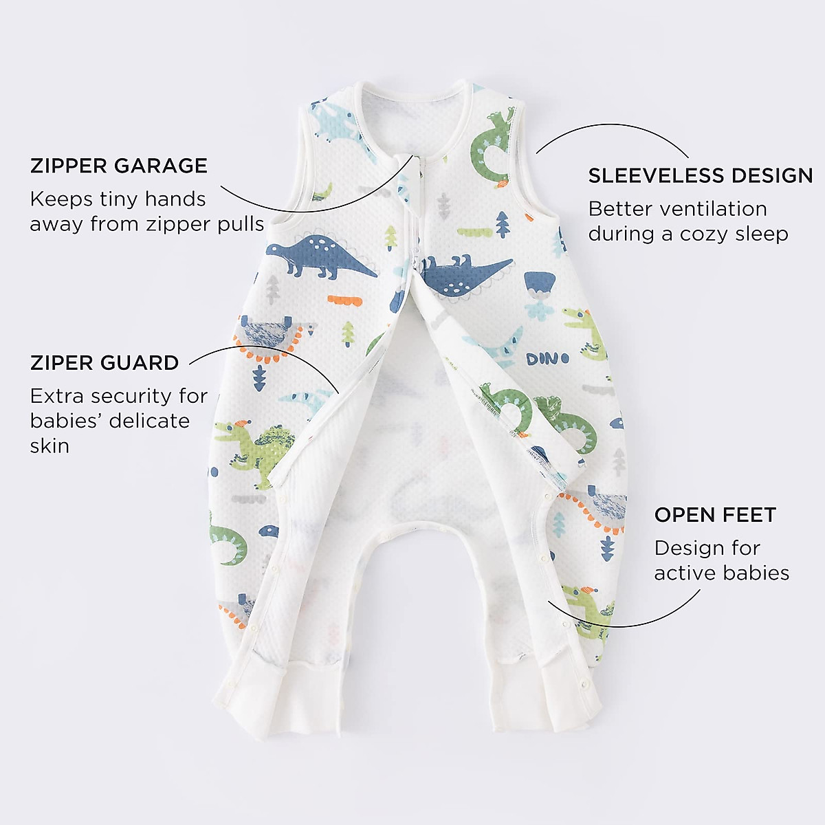 Duomiaomiao 1.0 TOG Super Breathable Toddler Sleep Sack 24-36 Months 100% Cotton Four Season Sleep Sack with Feet, Quilted Comfy Toddler Wearable Blanket