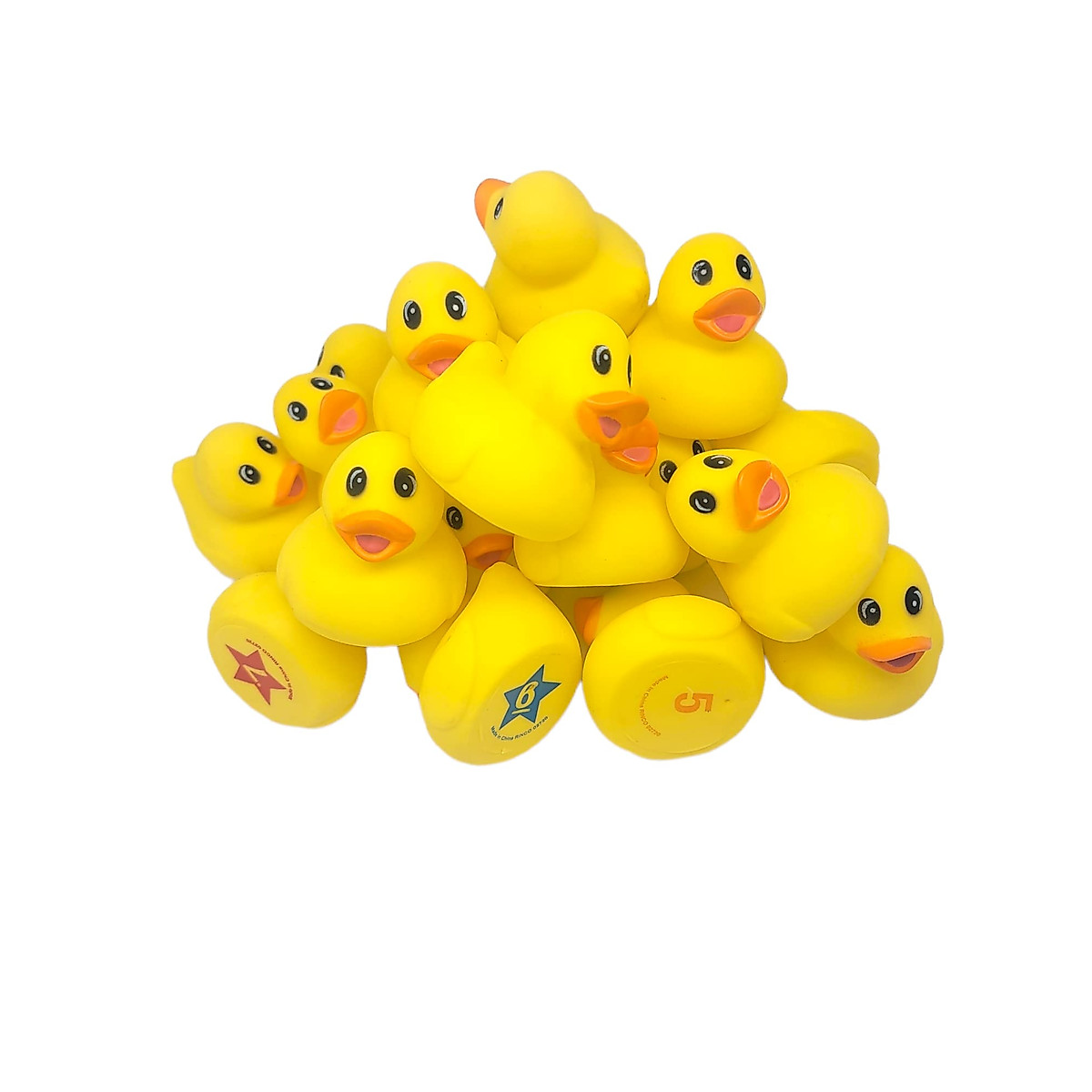 Yellow Rubber 2.5" Ducky Matching Game (20 Pack) 1 to 10 Numbers. Soft Rubber Duckies. (10 starred & 10 unstarred) Memory Game for Kids. Fun Educational Learning Toy Preshcoolers Develops Memory