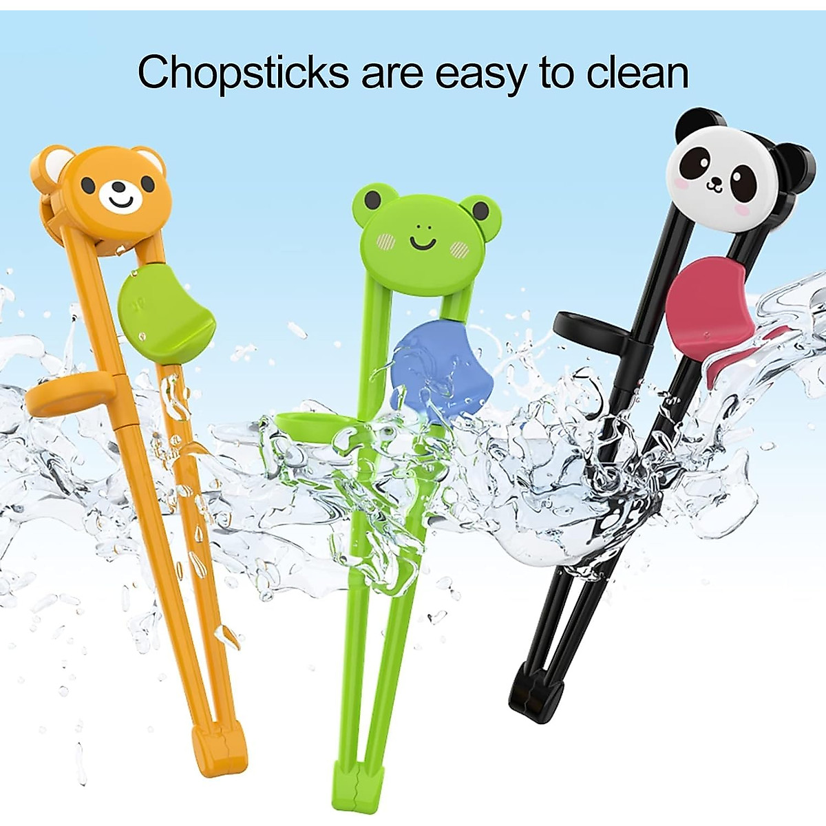 Black Training Chop-sticks for Kids, Training Chop-sticks Comfortable Grip Chewable Cartoon Chop-sticks for Beginners Learning chop-sticks Flatware