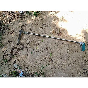 SUNKY - 47 inch Professional Snake Catcher, Collapsible Extra Heavy Duty Reptile Grabber Tongs Stick Rattlesnake Handling Tool Trash Pick Up, Litter Picker with Zigzag Wide Jaw- Stainless Steel
