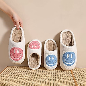 KEYUSHOP Smiley Face Slippers for Kids Happy Face House Slippers Soft Plush Warm Slipper Anti-Slip Winter Fluffy House Shoes for Boys Girls