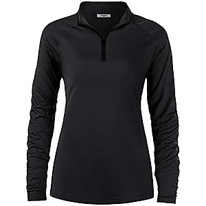 Cestyle Hiking Shirts Women, Ladies Sun Protective Clothes Long Sleeve Quick Dry Lightweight Outdoor Performance Vacation Running Workout Tops Relaxed Fit Black X-Large