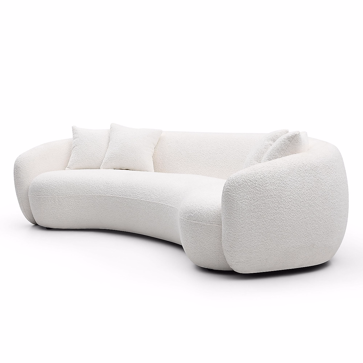 kevinplus 101'' White Curved Sofa Boucle Cloud Couch for Living Room, Modern Luxury Contemporary Upholstered Sectional Sofa Couch for Home Apartment Office Studio, White