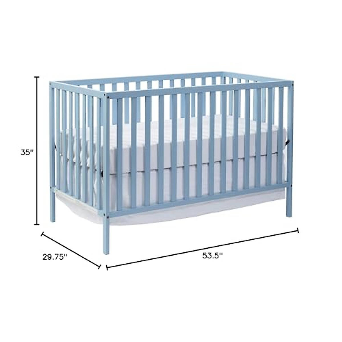 Suite Bebe Palmer 3 in 1 Convertible Crib, Baby Blue