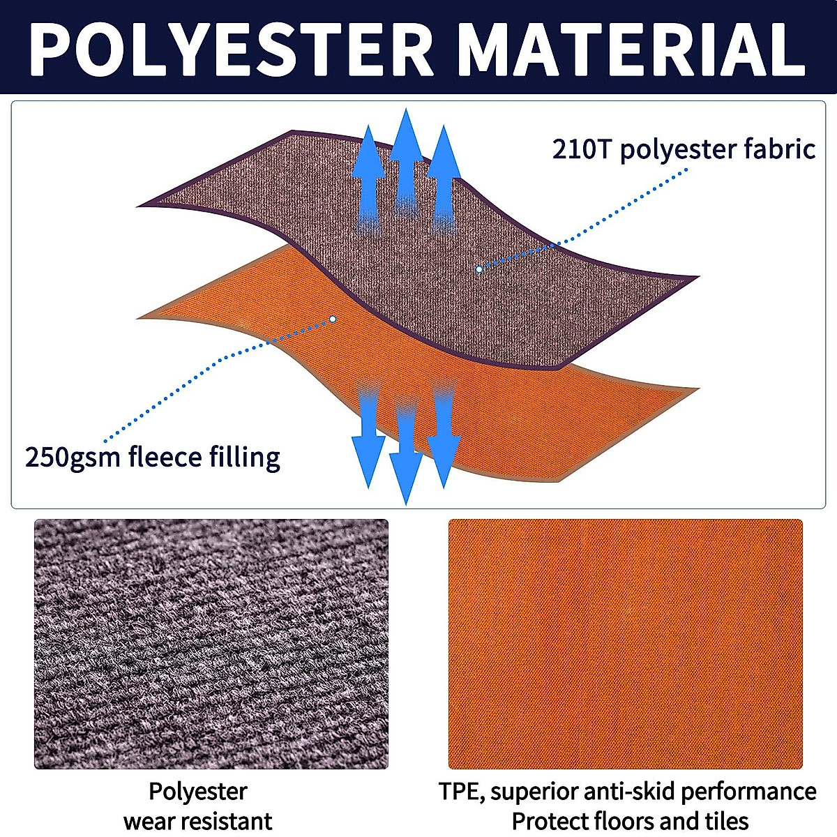 BREENHILL Area Rug 47"x27", Office Chair Mat for Hard FloorsAnti-Slip,Light Brown Low Pile Desk Rug for Rolling Chair,Floor Protectors for Chairs