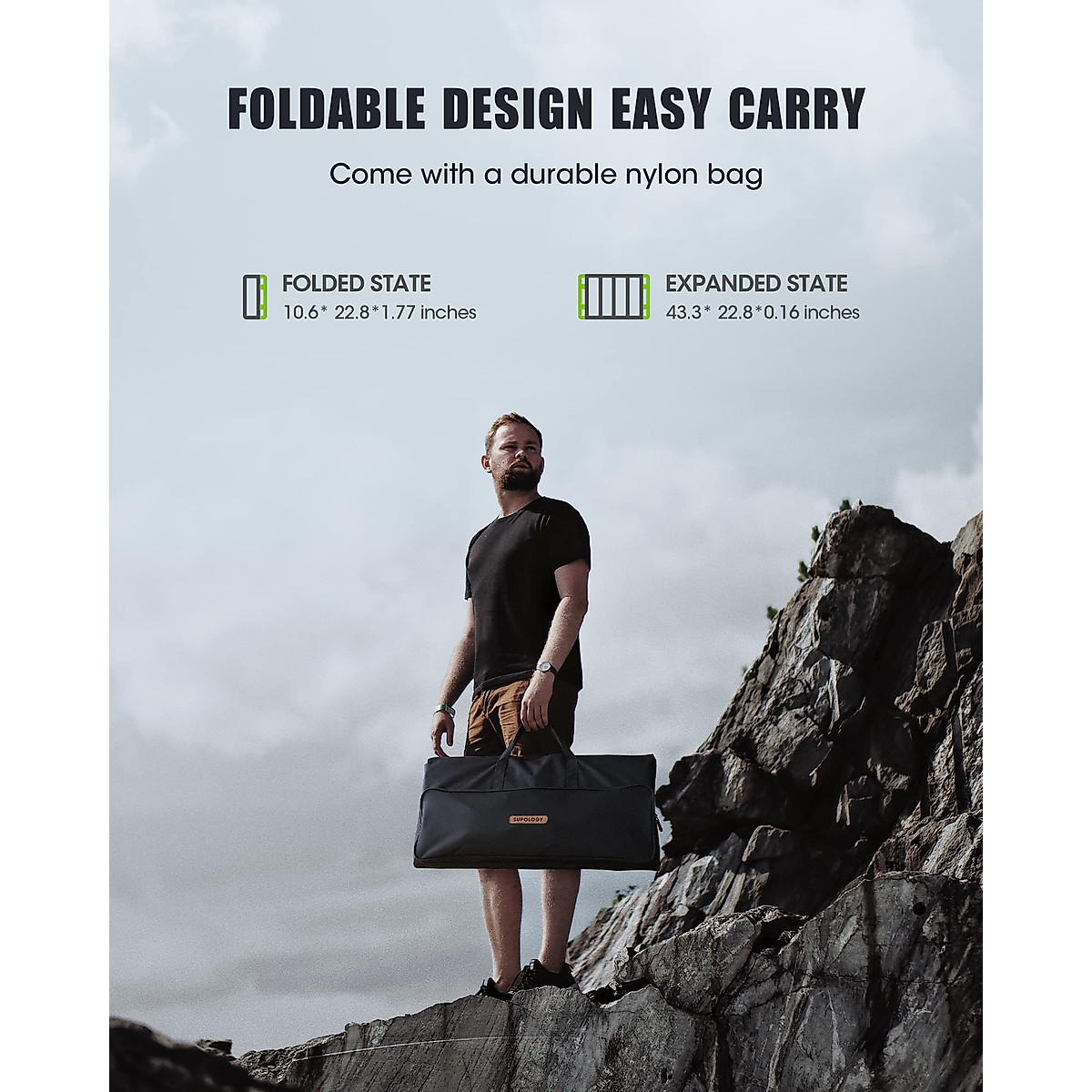 Portable Solar Panel, 100 Watts Foldable Solar Panel with Adjustable Kickstands for Camping, Car Travel, Hiking, Adventure, RV, Upgrades Support 5521 DC Type-c USB(Clearance)