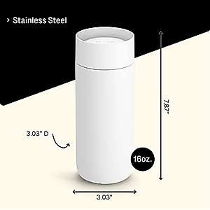 Fellow Carter Move Mug with 360º Sip Lid - Open Top Coffee To-Go Tumbler with Ceramic Interior, Vacuum-Insulated Stainless Steel, Matte Black, 16 oz Cup