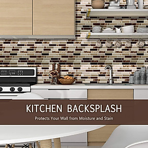 Vamos Tile 12" x 12" Peel and Stick Self Adhesive Kitchen Backsplash, Stick On Tile Backsplash for Kitchen & Bathroom(10 Sheets)