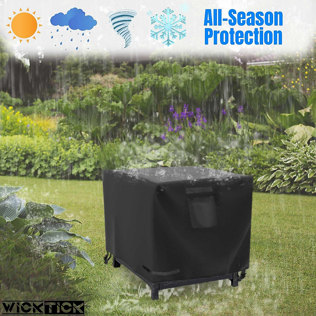 WICKTICK Square Gas Fire Pit Cover 30 x 30 x 25 Inch, Waterproof & 600D Heavy Duty Fire Table Cover, Compatible with Ciays, Xbeauty, Bali Outdoors and More 28x28, 30x30 Inch Patio Propane Firepits