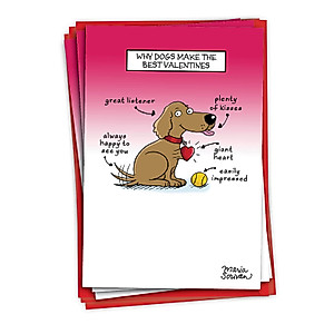 NobleWorks - Pack of 3 Humorous Valentine's Day Greeting Cards with Envelopes, Funny Cartoon Pet Doggy Love Holiday for Men and Women Couples (1 Designs, 3 Each) - Dog Lovers C3167VDG-C3x1