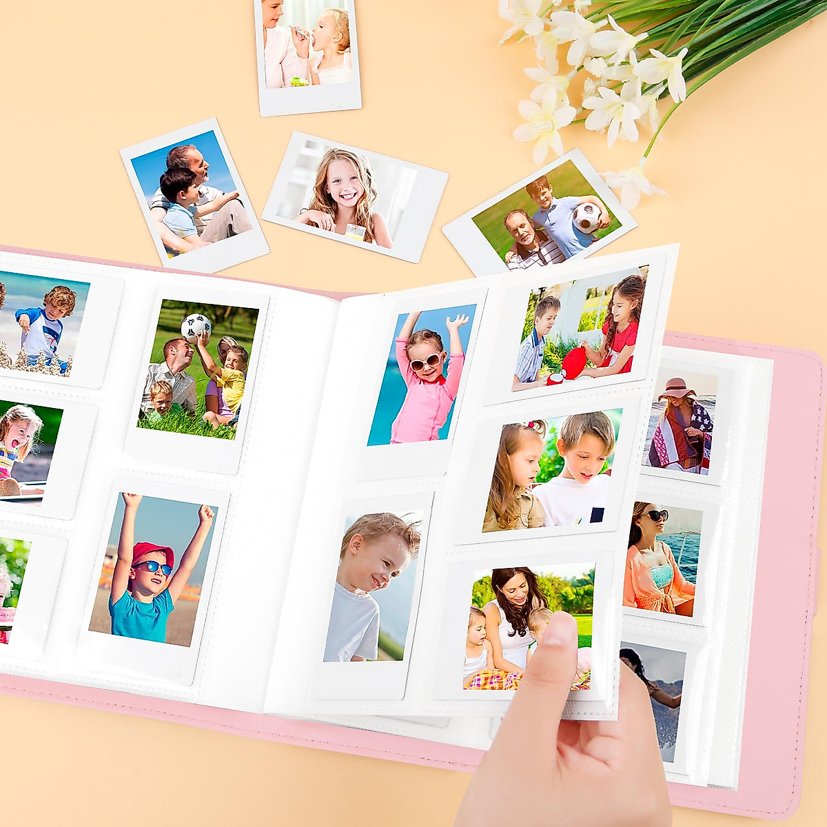 360 Pockets Photo Album for Fujifilm Instax Mini 12 11 9 8 40 Evo Instant Camera, For Polaroid Snap/PIC-300/Z2300/ SocialMatic Instant Cameras & Zip Instant Printer (Baby Pink)