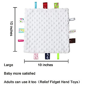 XIAOMUWU Tag Security Blankets for Babies, Sensory Soothing Blanket for 3-12 Months Baby, Soft Minky Loveys Toys for Girls and Boys (Gray White)