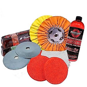 Complete Aluminum Polishing and Sanding Kit for Wheels, Bumpers, Tanks and Any Other Aluminum Or Stainless Surface, 12 Piece Product Bundle