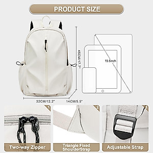 WEPOET School Backpack For Teens Boys Girls Cute Bookbag High School Bag Waterproof Casual Daypack College Backpack For Women Men Student Travel Backpack（Beige）
