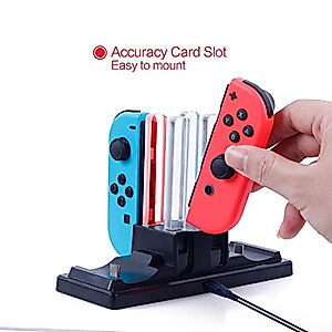 Controller Charger Dock for Nintendo Switch, 6 in 1 Charging Station for Nintendo Switch Joy-Cons and Pro Controllers with Multi-Charger Cable