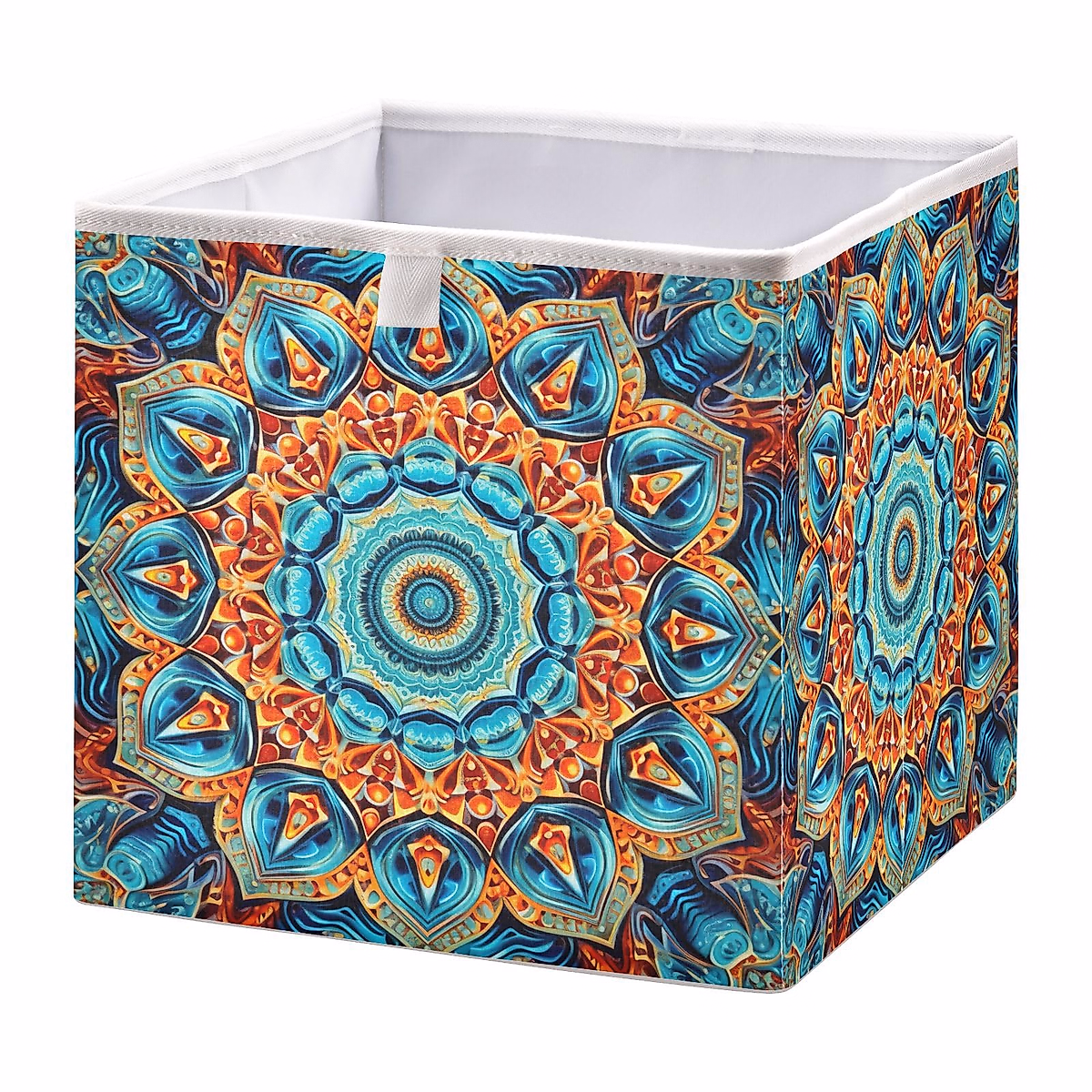 Burbuja Mandala Storage Cubes Fabric Storage Bins Foldable Closet Organizer Basket with Handle, 11x11x11 Cube