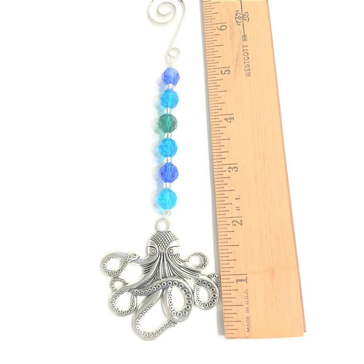 OCTOPUS CAR CHARM, Octopus Suncatcher, 7" Handmade, Gift Wrapped, Octopus Decor, Kraken, Japanese Sea Monster, Steampunk, Mirror Ornament, Window Decoration, Octopus Gift