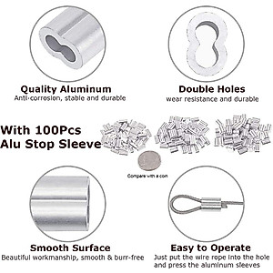 Crimping Tool, Wire Rope Crimping Tool, Up To 2.2mm Swager Crimper Fishing Wire Crimping Tool with 100 PCS Aluminum Double Barrel Ferrule Crimping Loop Sleeves Kit with Cutting Function for Cable