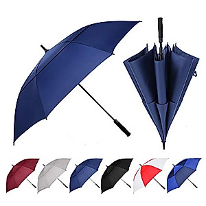 Baraida Golf Umbrella Large 62/68/72 Inch, Extra Large Oversize Double Canopy Vented Windproof Waterproof Umbrella, Automatic Open Golf Umbrella for Men and Women and Family.(62 inch,Navy Blue)